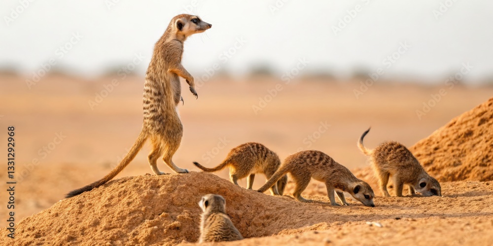 Meerkats taking turns as sentinels desert landscape animal behavior ...