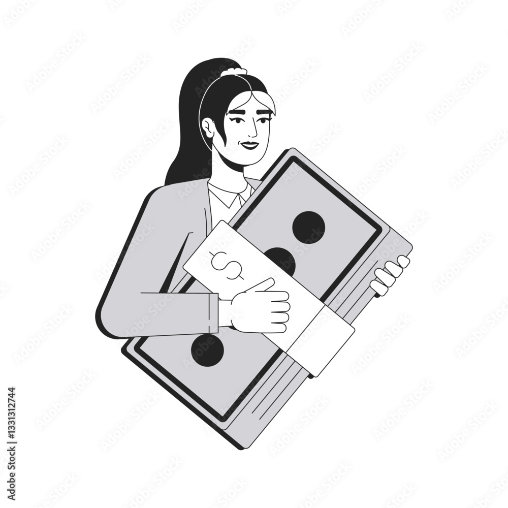 Money preservation line conceptual illustration. Budget management ...