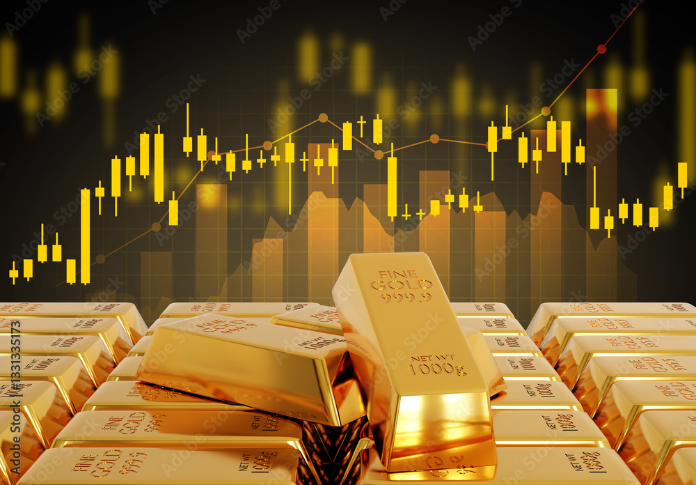 Gold trading, gold bars with stock graph chart stock. Business and finance concept Stock Photo ...