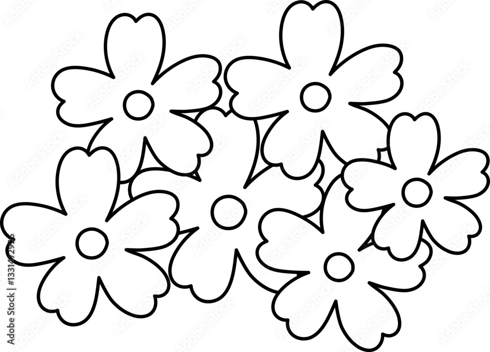 Spring flowers outline Flat stock vector illustration Isolated. Cute ...