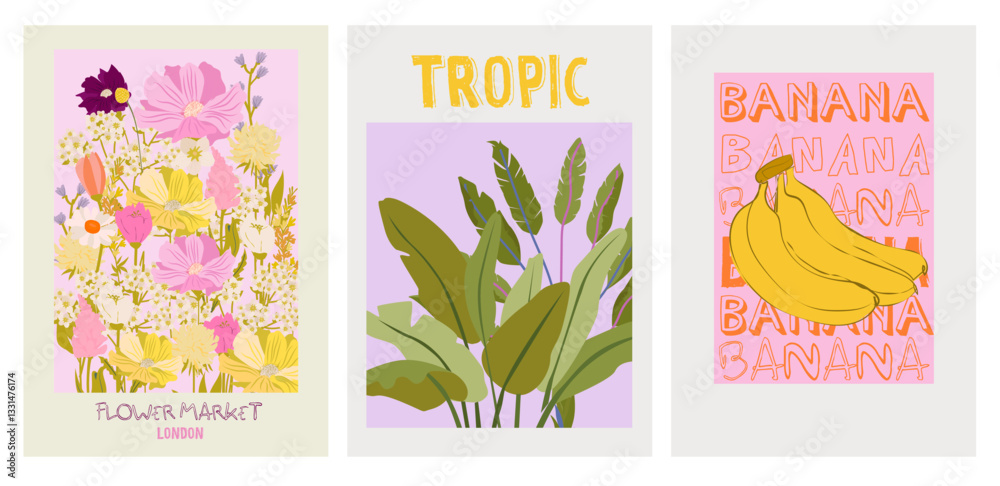 Collection of colorful Summer posters. Playful prints, Whimsical Summer ...