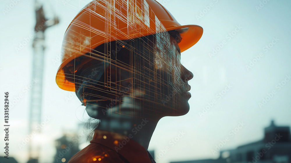 Professional Architect Overlapping Construction Site Background, civil ...