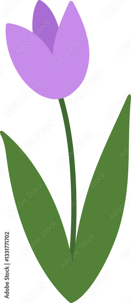 Cute tulip flower flat vector illustration. Simple spring flower ...