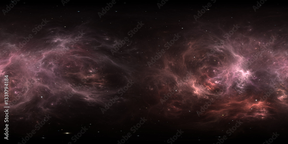 360 degree space nebula. Giant interstellar cloud with stars ...