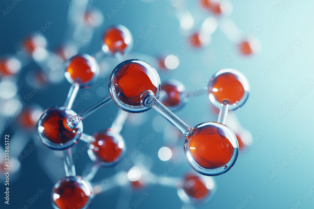 3d illustration of molecule model. Science background with Molecular ...