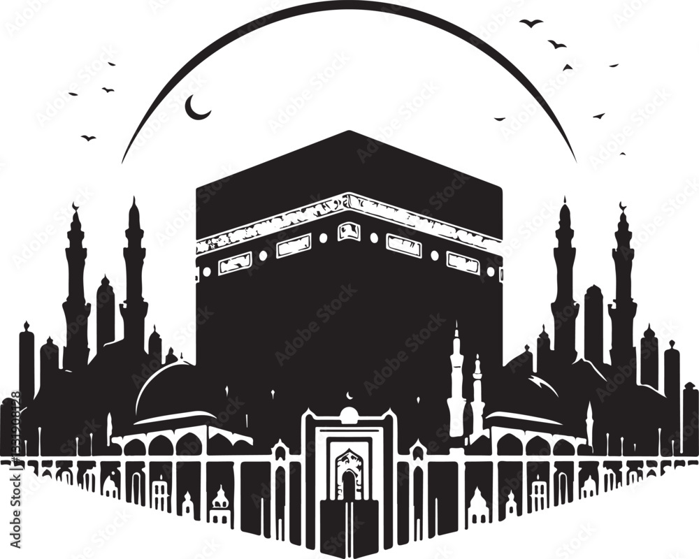 Islamic Vector Bundle | Kaaba & Mosque Silhouettes | Ramadan & Eid ...