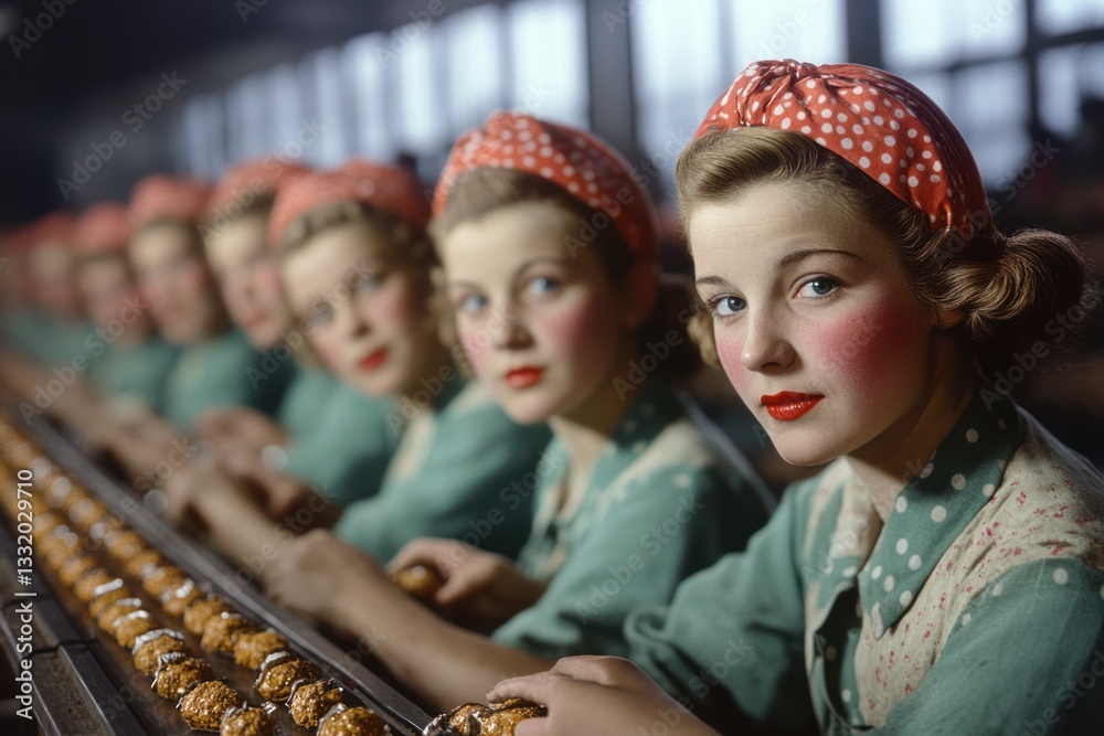 1950s American factory workers in post-war economy Stock Photo | Adobe ...