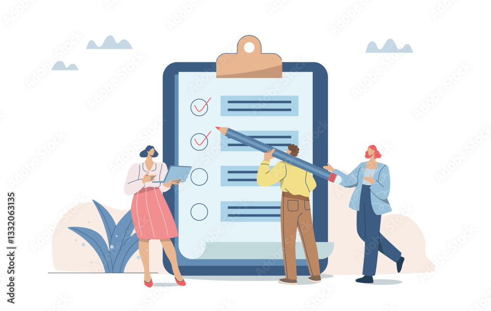 Task checklist with check marks, Task completion tracking management ...