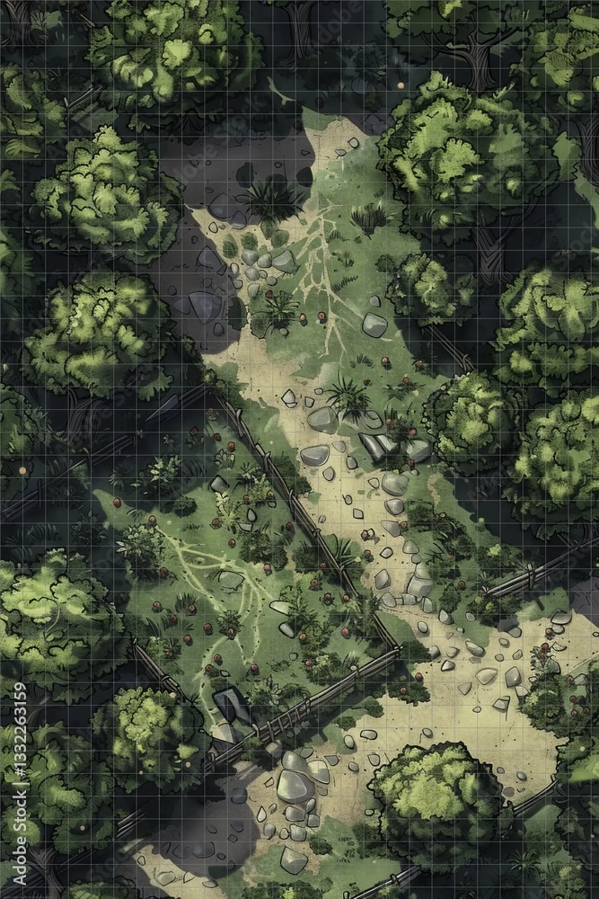 dnd battleground map gridded fantasy battlemap grid-based tabletop ...