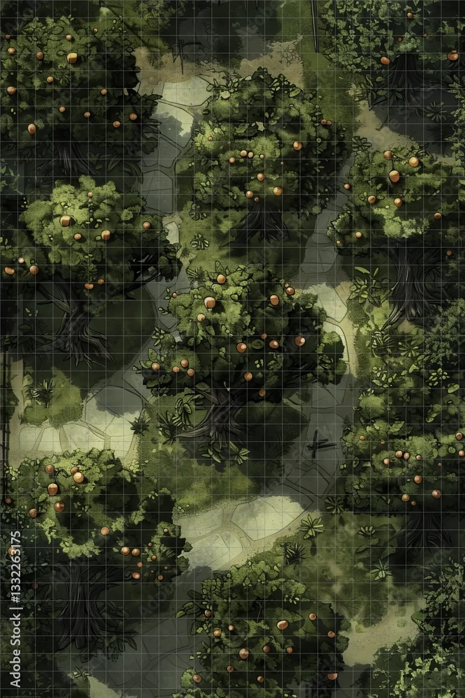 Стоковая иллюстрация «dnd battlemaps grid themed adventure map gridded ...