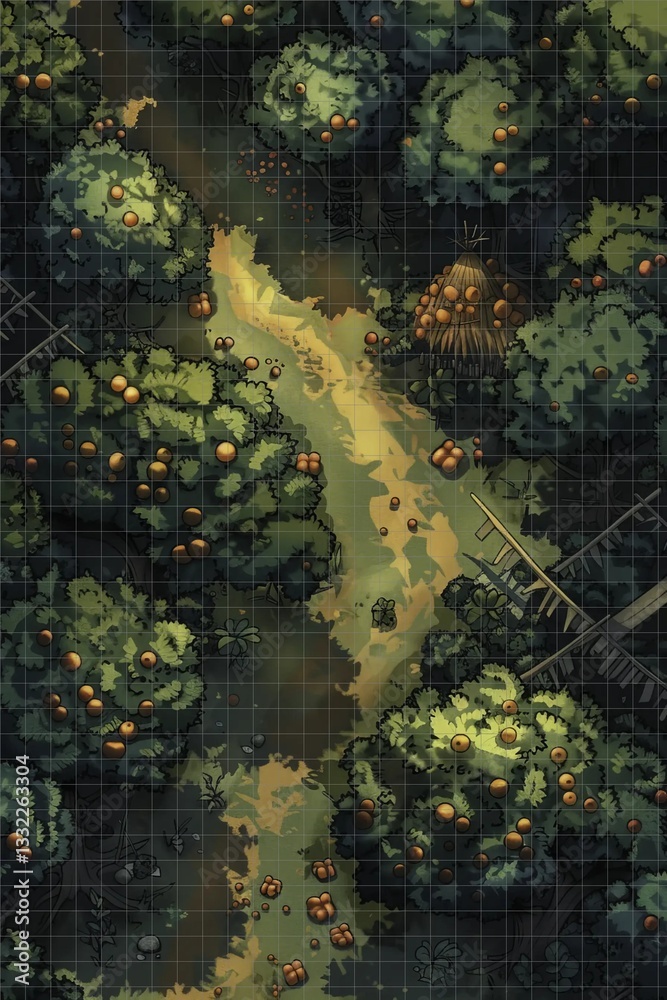 DND battlemap gridded fantasy map grid design tabletop RPG adventure game map with cursed ...