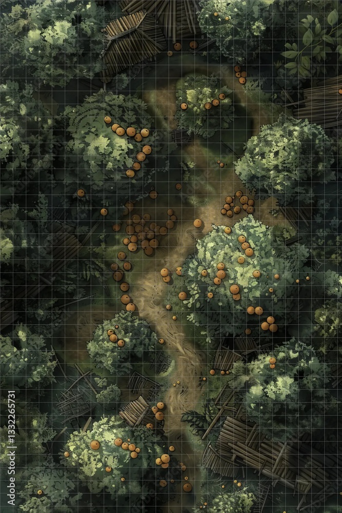 dnd battlemap gridded enchanted forest terrain tactical grid map for tabletop roleplaying games ...