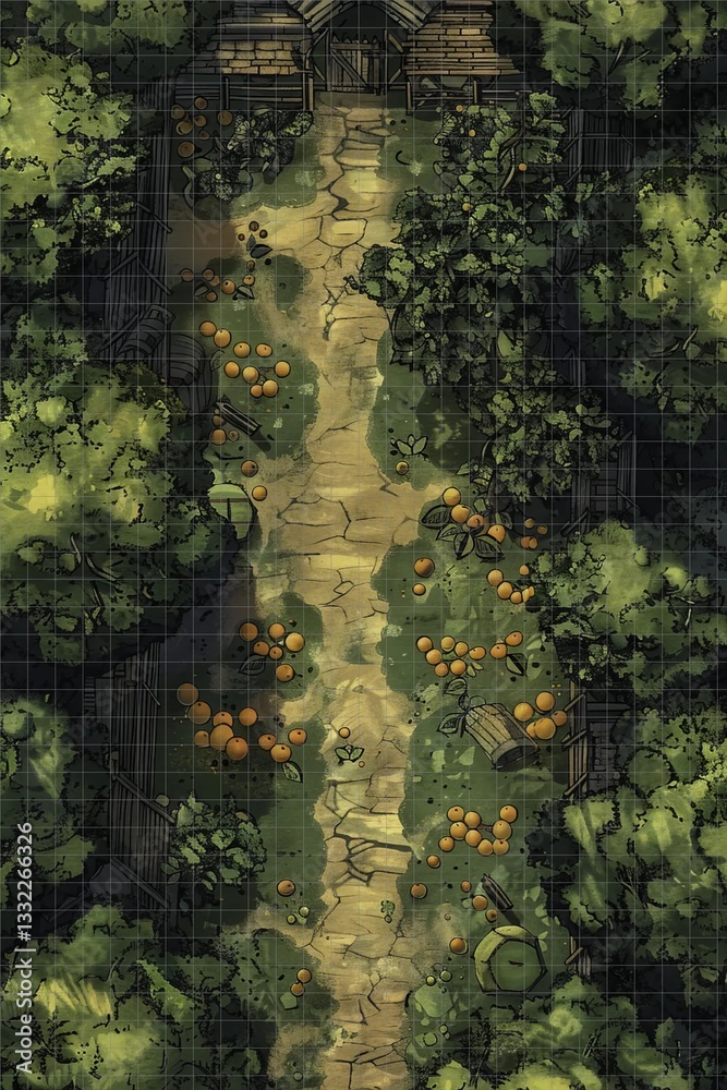 dnd battlemap gridded fantasy map detailed grid design tactical terrain ...