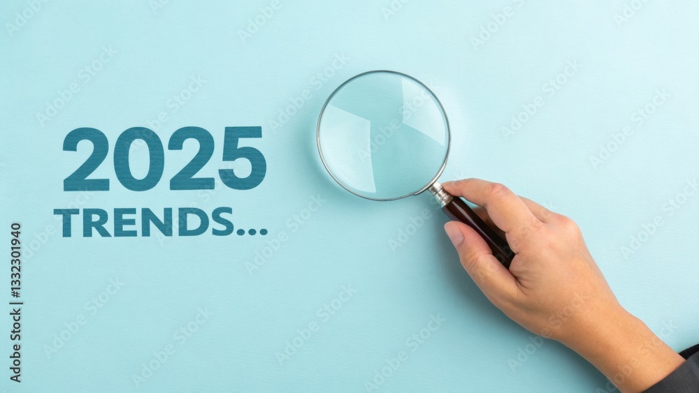 Future Insights: Exploring the 2025 Trends: A hand holding a magnifying ...