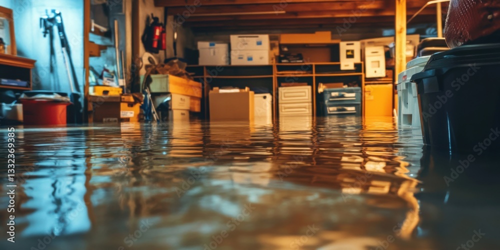 Step-by-step process for repairing a basement after a flood Stock ...