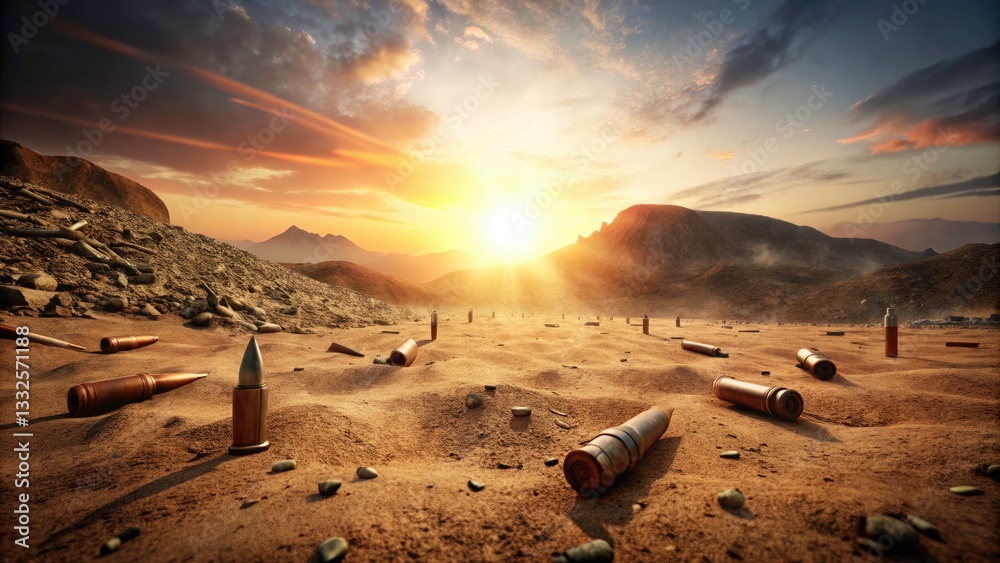 5.56 NATO Ammo Landscape Photography: Military Range, Desert, Spent ...