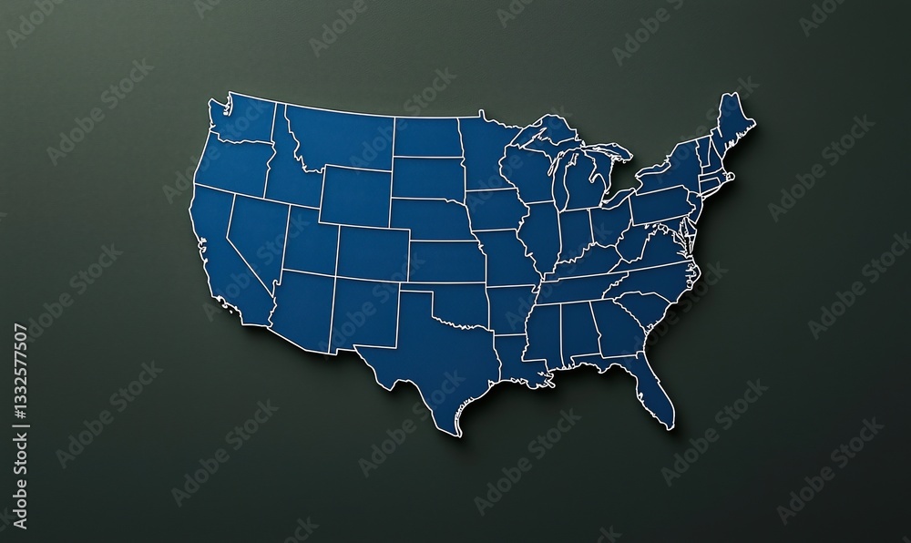 Map of the United States featuring state abbreviations in a clear and ...