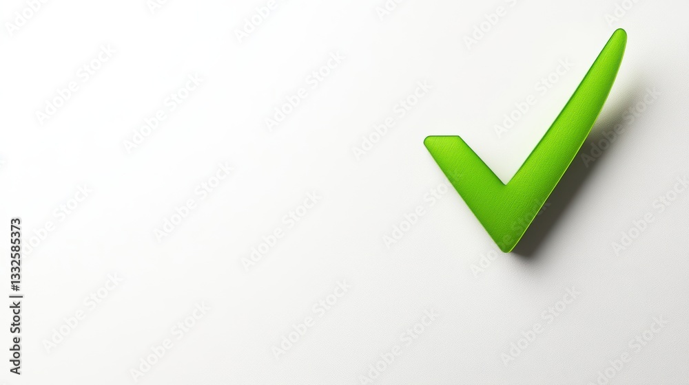 Minimalist green check mark icon repeatedly displayed on a bright white ...