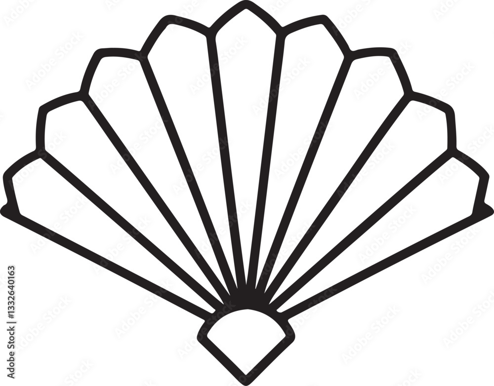 fan line art, black outline, vector and illustration, coloring book ...