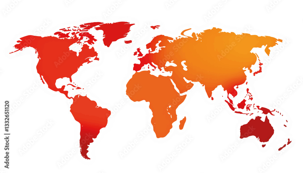 Colorful world map illustrating interconnected nations, global unity ...