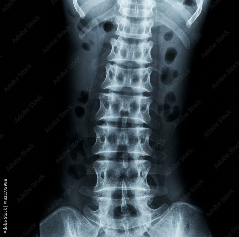 Lumbar Spine X-Ray - A detailed X-ray showcasing the lumbar spine ...