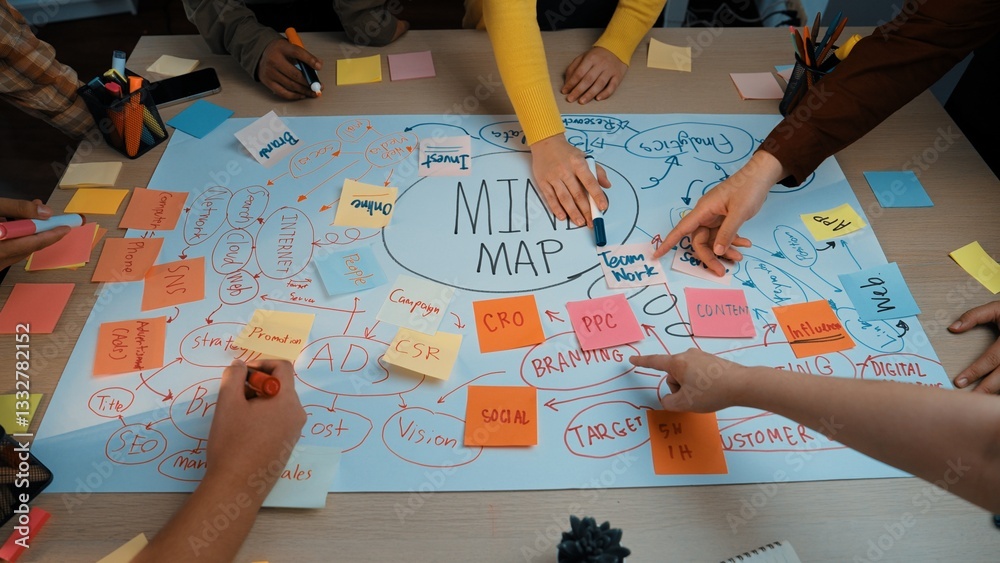 Engaging scene of a collaborative brainstorming session where diverse ...