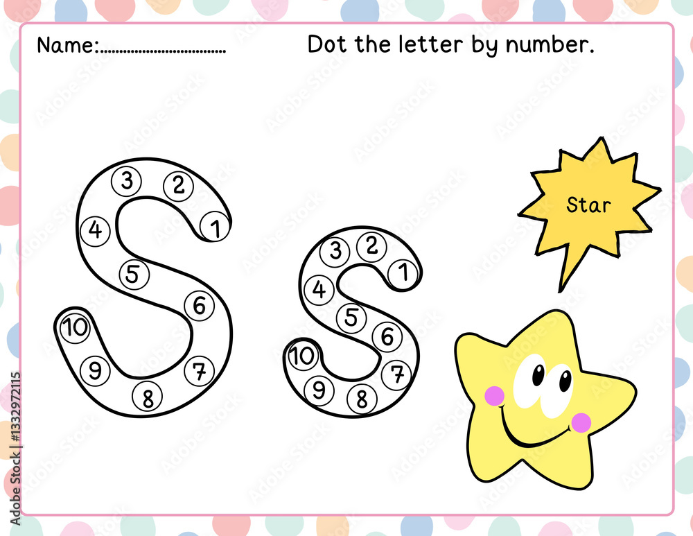 Dot the letter Ss by number from 1 to 10 Kids dot the letter "Ss" by ...
