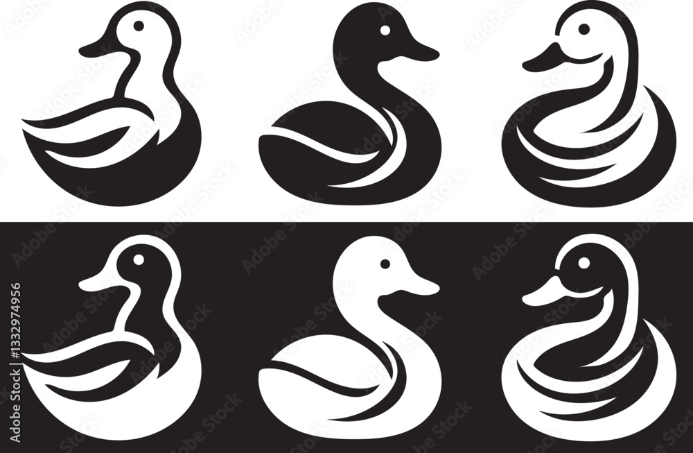 Silhouette Duck Collection – Elegant Black Duck Shapes for Logos and ...