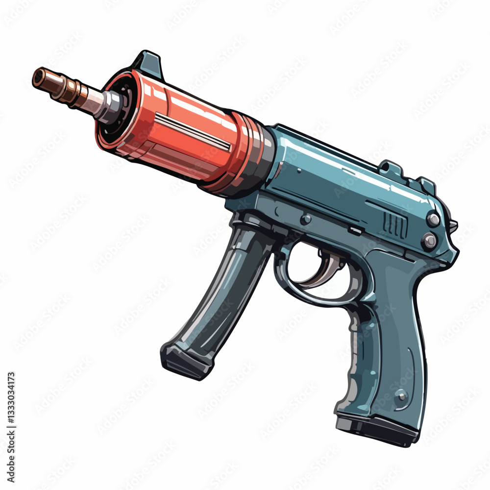 Futuristic Submachine Gun Vector Illustration. Vector image Stock ...