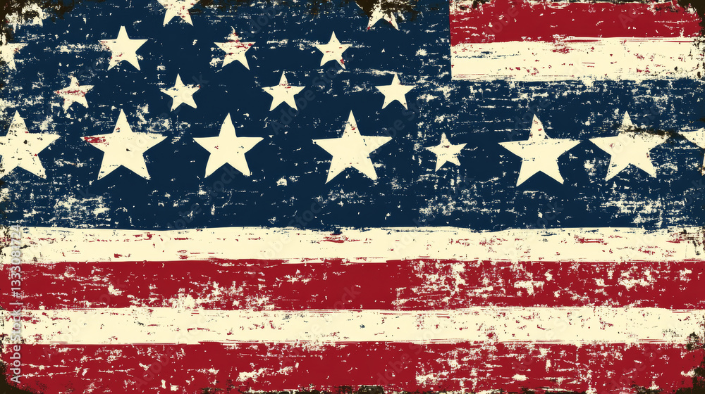 Vintage flag banner. Hand drawn retro flags welcome, lets go and get ...