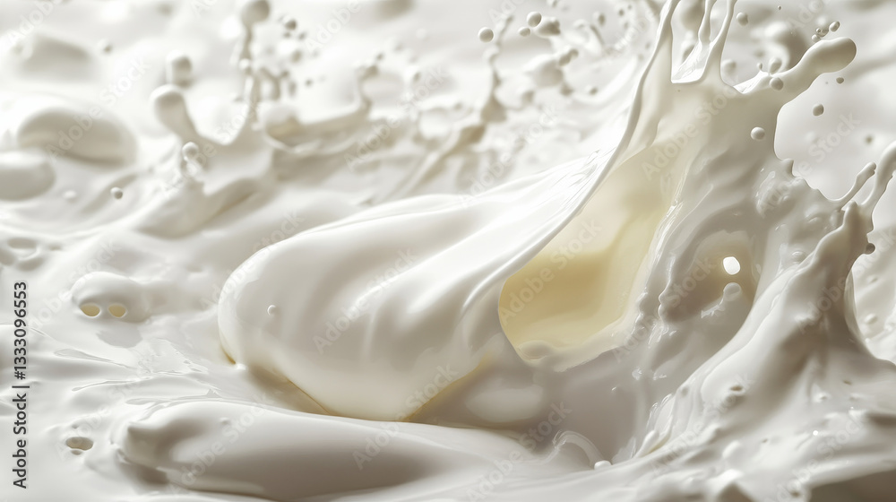 Illustration Stock Realistic milk splash, dairy splatter background ...