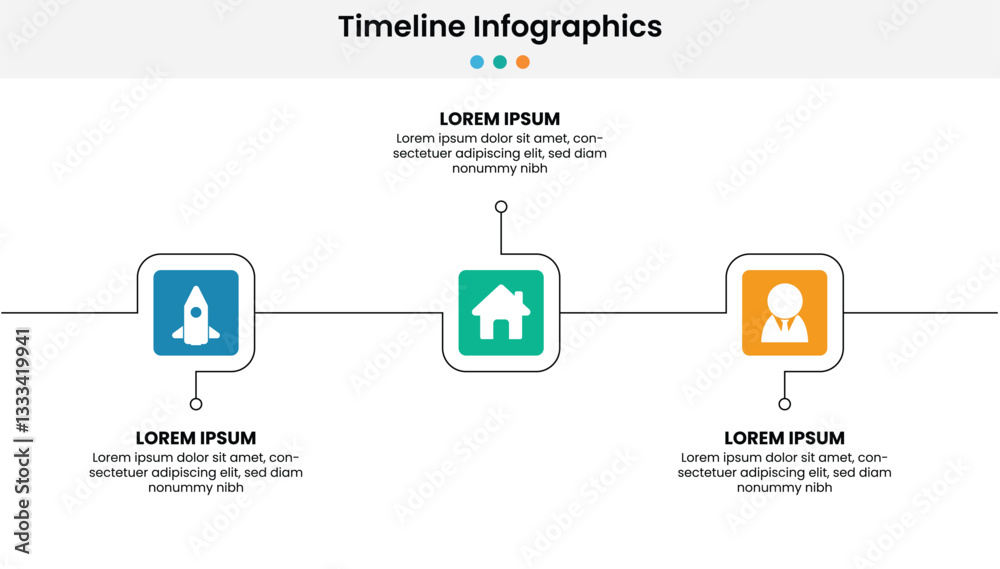 3 point step template with creative box, 3 points template infographic ...