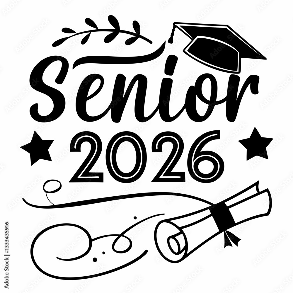 Graduation Themed Logo – Senior 2026 Stylish Design Stock Vector ...