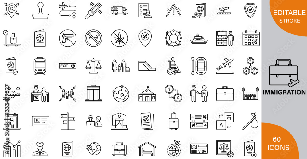 Immigration, Policies, Processes & Global Migration Insights icon pack ...