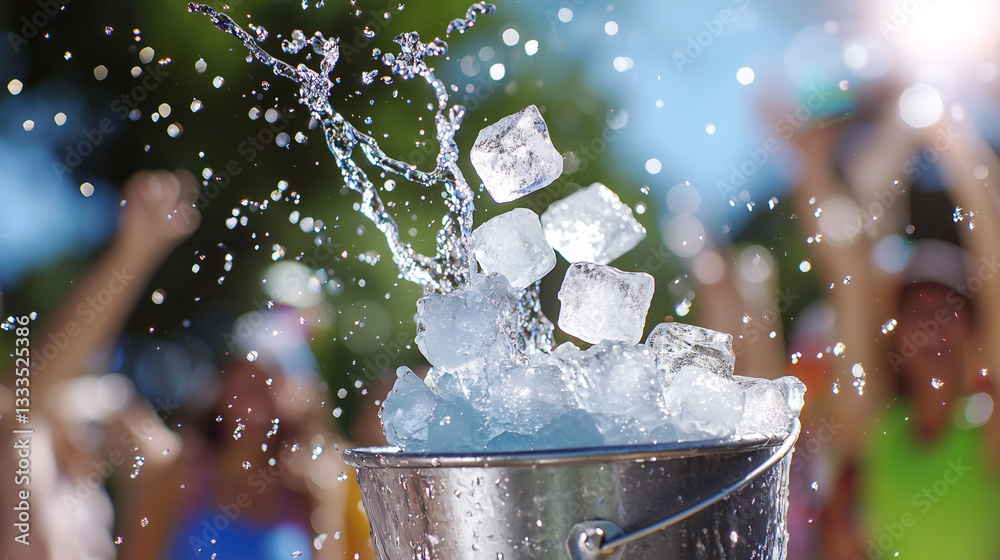 Refreshing Summer Ice Bucket Challenge: Frozen Splash in Mid-Air ...