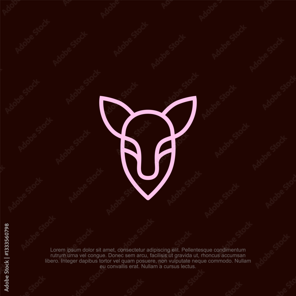 Simple outline minimalist pig head logo with a playful and charming ...