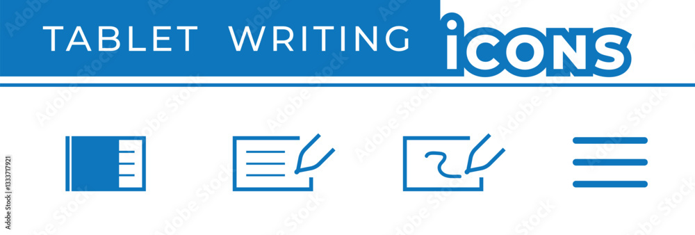 Tablet Writing Icons | Digital Stylus Symbols | Touchscreen Note-Taking ...