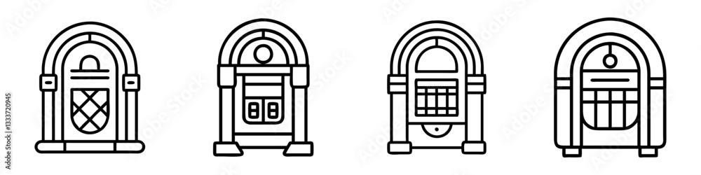 Vector de Stock jukebox icon, jukebox line art - simple line art of ...