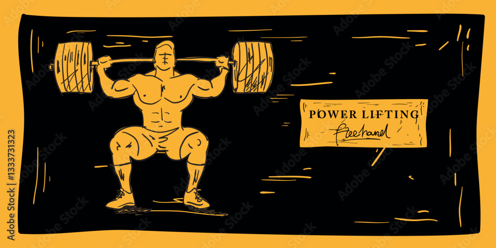 Power lifting pose freehand drawing, vector illustration design. Stock ...