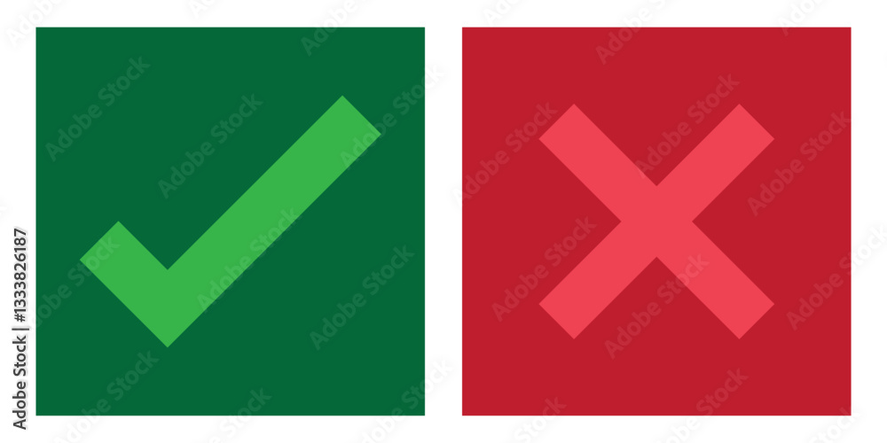 True and false icons. Right and wrong answer, good and bad experience ...