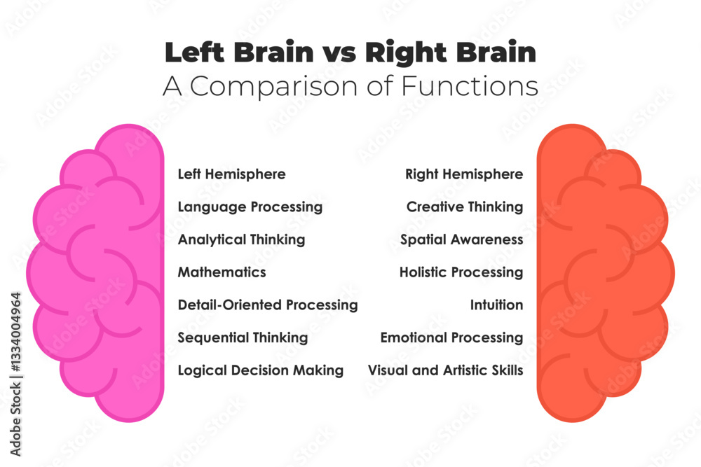 Left Brain vs Right Brain Comparison Chart for Logical and Creative ...