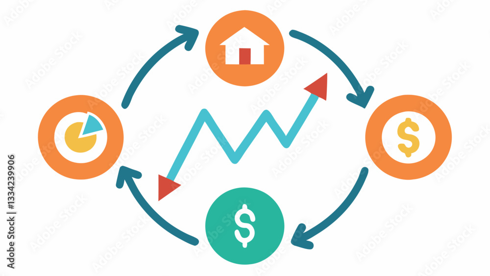 Economic Cycle Diagram A cyclical diagram showing different phases of ...