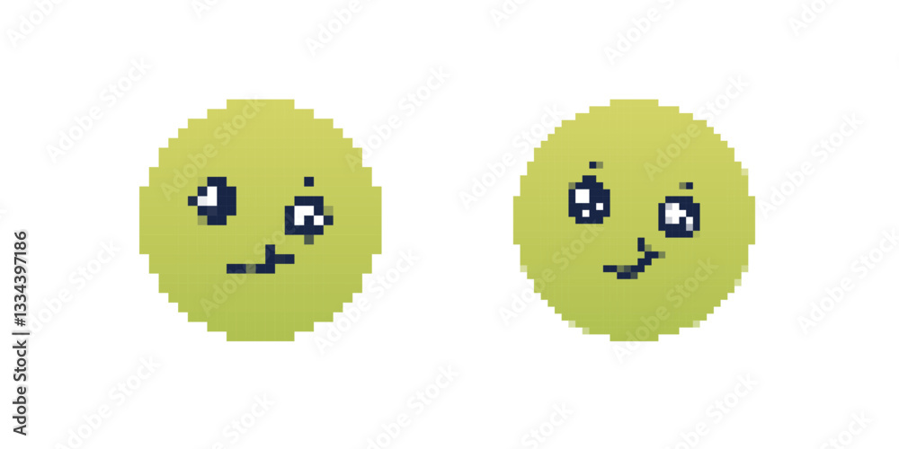 Image vectorielle Stock Two pixel art smileys with cute expressions ...