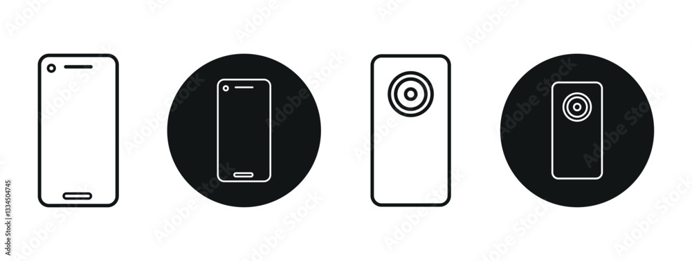 Set of black and white phones. Blank display smartphone icon set ...