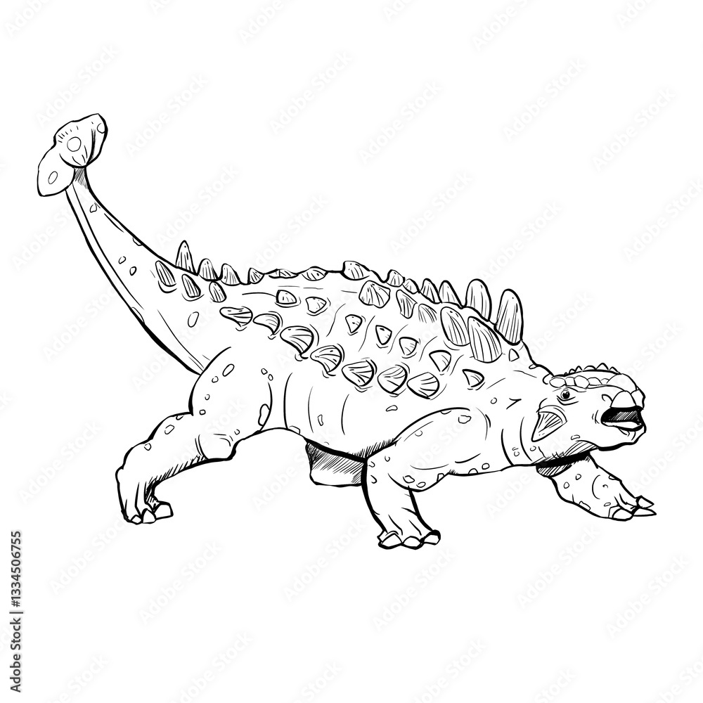 Dinosaur Hand drawing line art coloring book illustration, coloring ...
