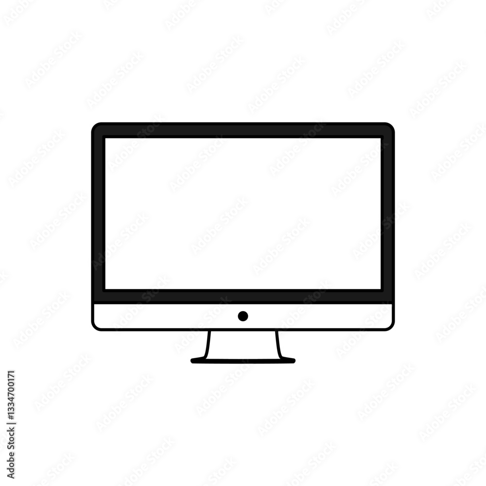 Monitor Mockup Display Vector, Line Art Gaming Monitor Icon, Minimalist ...