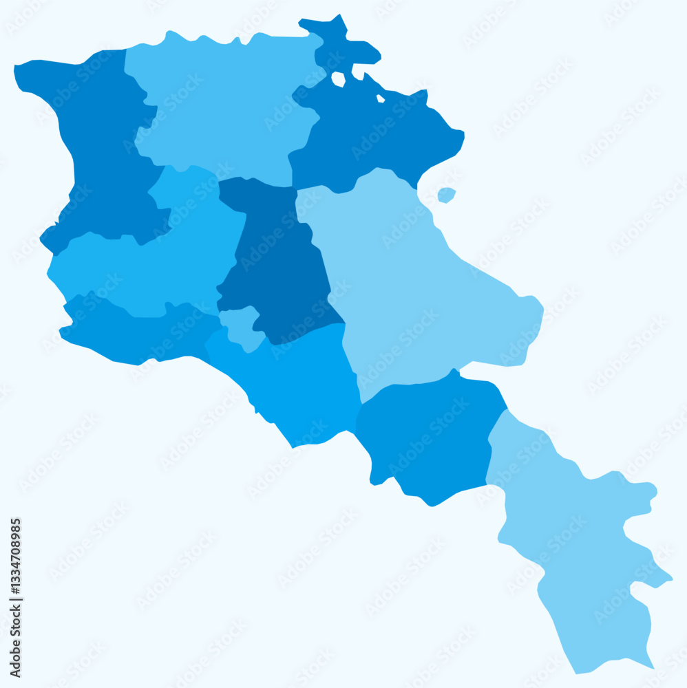 Map of Armenia with regions. A simple country border map with regional ...