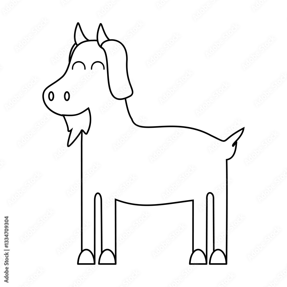 Goat line art vector. Minimalist farm animal outline for coloring pages ...