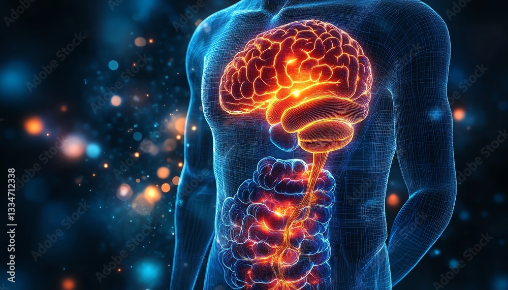 Human brain and gut connection anatomy. Stock Illustration | Adobe Stock