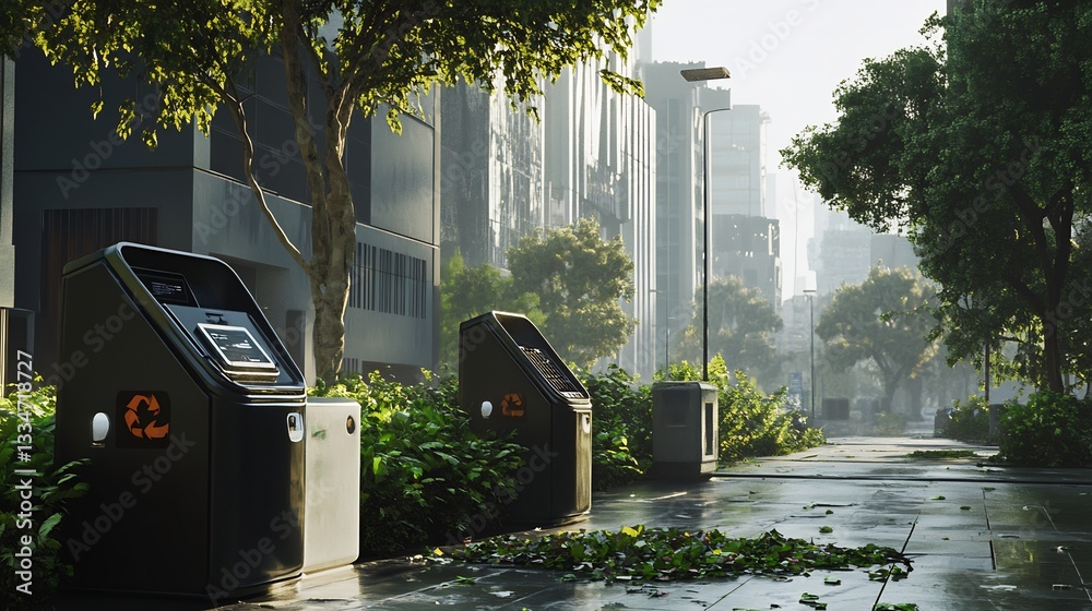Futuristic AI powered waste management system green city ultra detailed ...